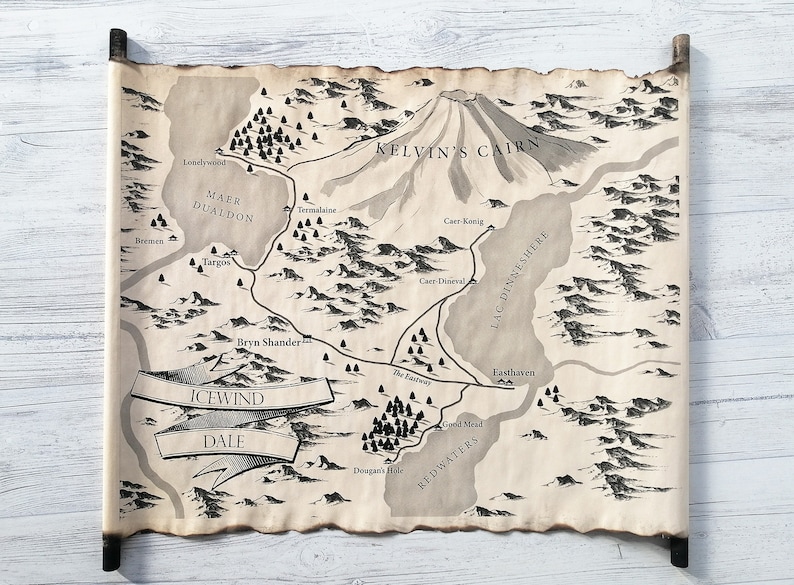 Icewind Dale Map on Handmade Scroll Faerûn Map Forgotten - Etsy
