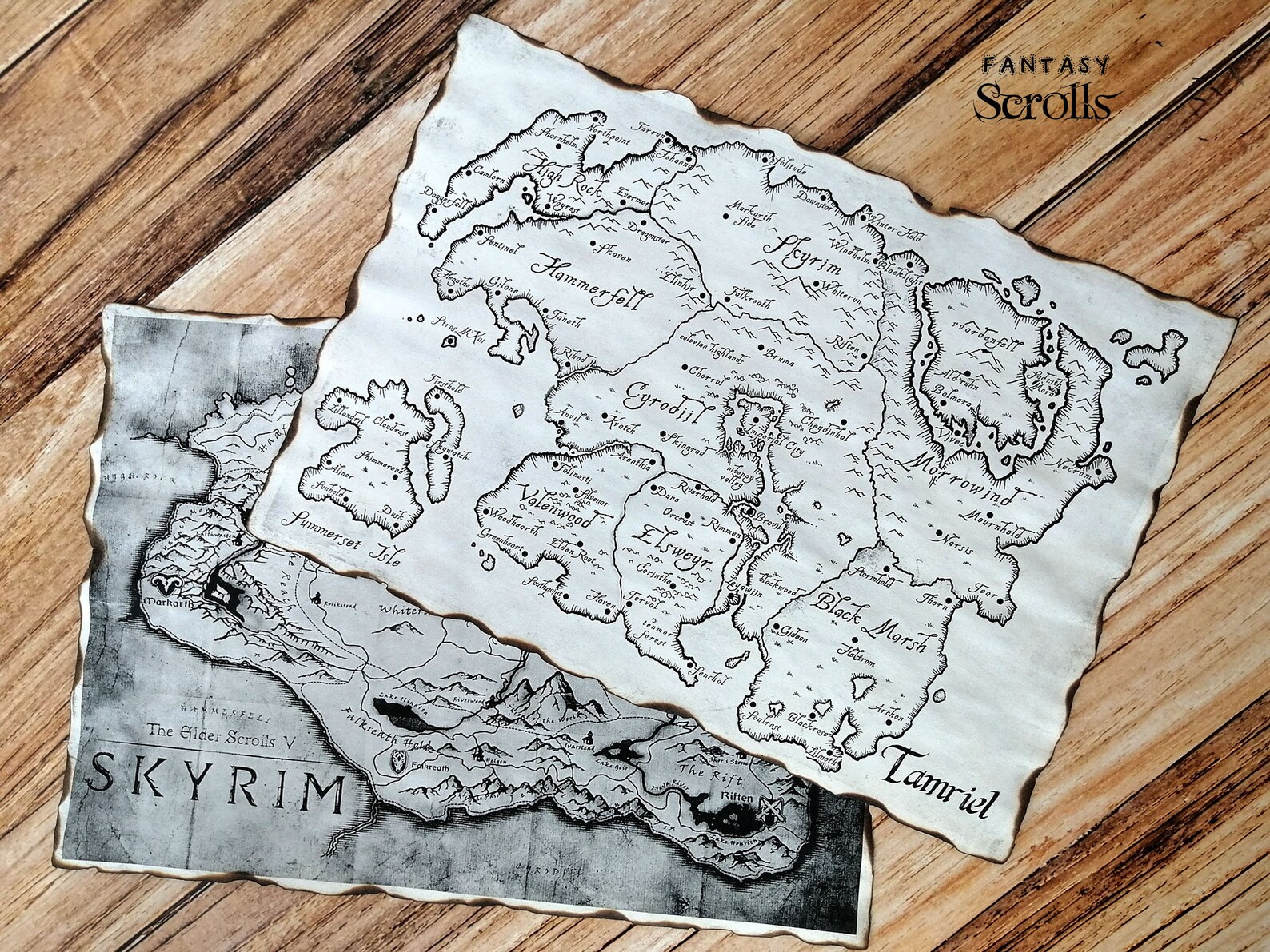 2 MAPS, Tamriel and Skyrim Map Set, Aged Paper, Elder Scrolls Gift - Etsy