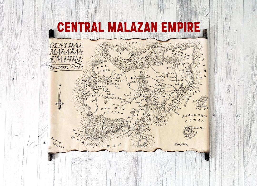 Central Malazan Empire Map on Handmade Scroll, Malazan Book of the ...