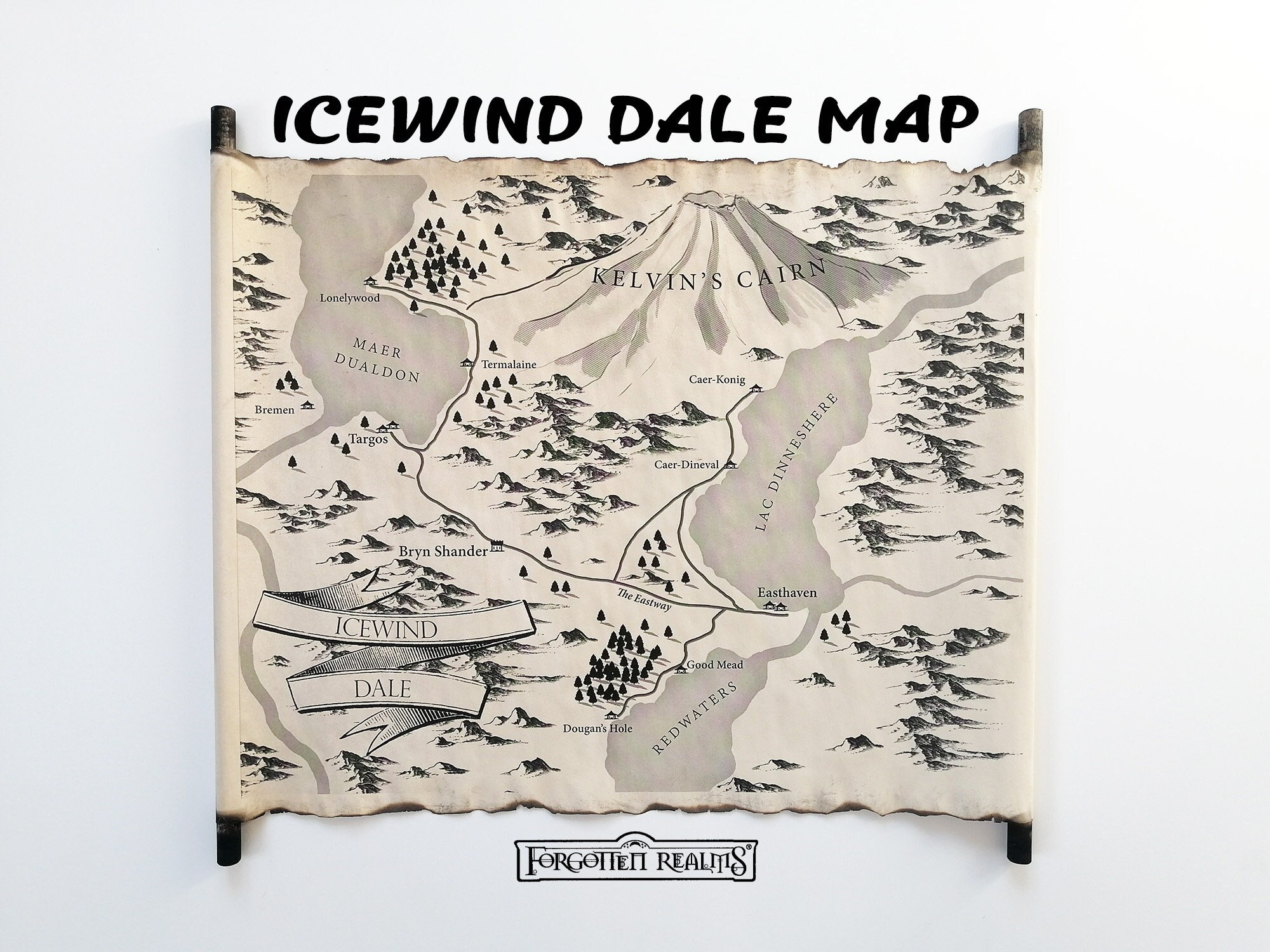 Icewind Dale Map on Handmade Scroll, Dungeons and Dragons, Faerûn - Etsy