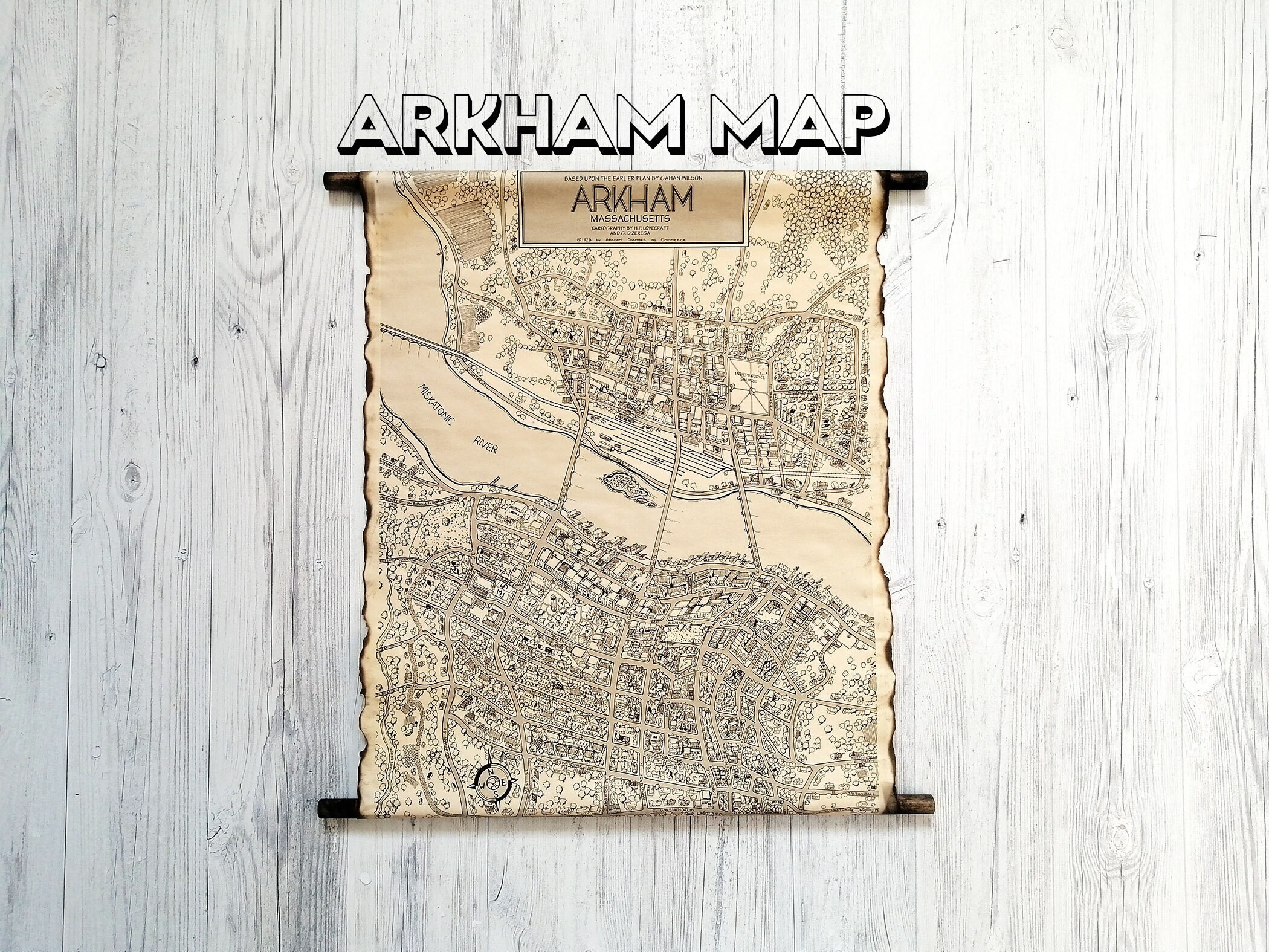 Arkham City Map H. P. Lovecraft Country Massachusetts - Etsy Canada