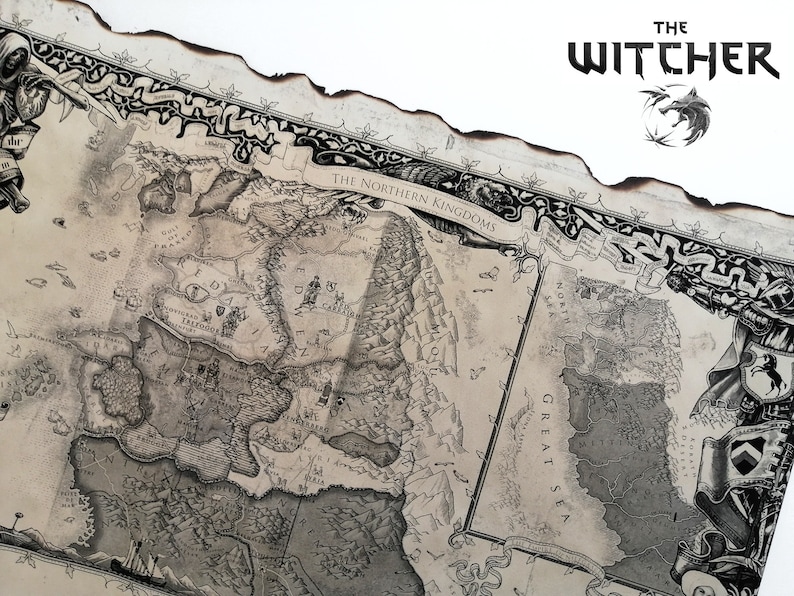 WITCHER the Northern Kingdoms the Witcher Map Cintra - Etsy