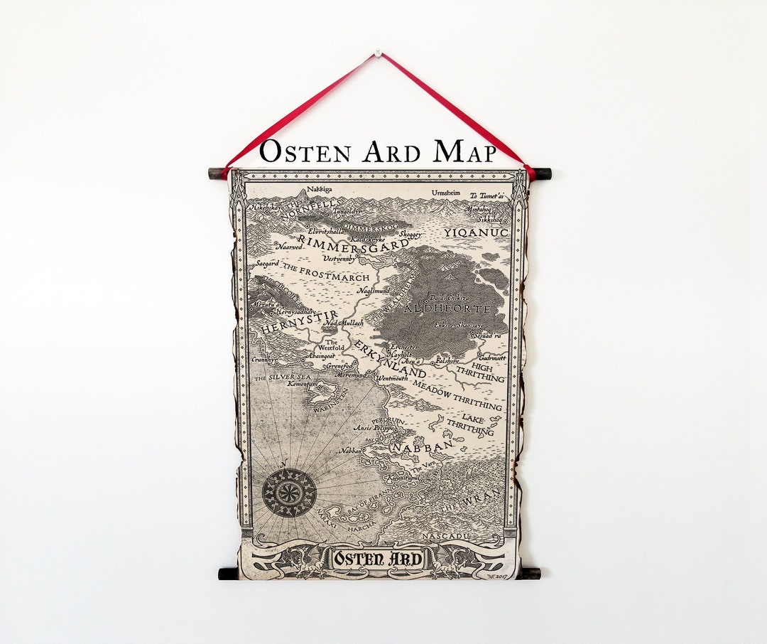 Osten Ard Map on Handmade Scroll, Memory, Sorrow and Thorn Map, the ...