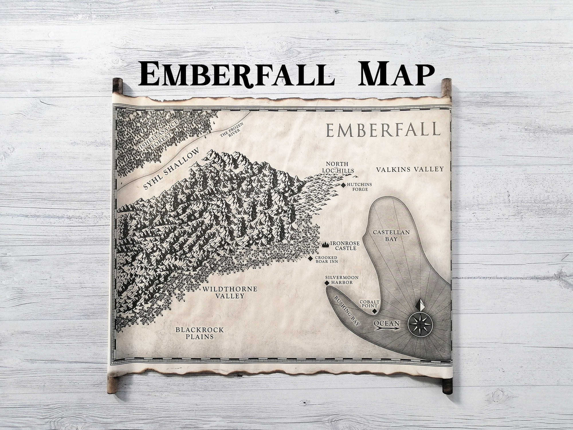 Map of Emberfall on Handmade Scroll Cursebreakers Trilogy - Etsy