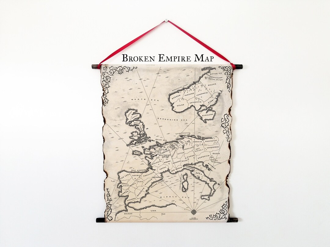 Handmade Scroll - Map of the Broken Empire, Prince of Thorns Map, Red ...