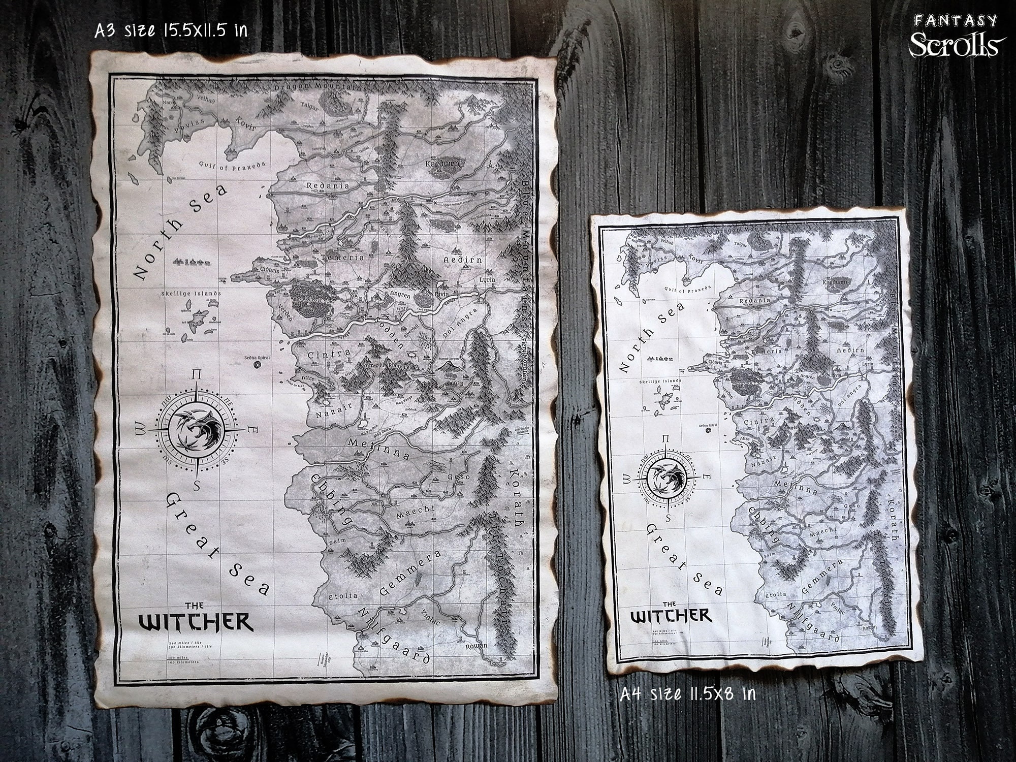 The WITCHER World Map Northern Kingdoms Map the Continent - Etsy UK