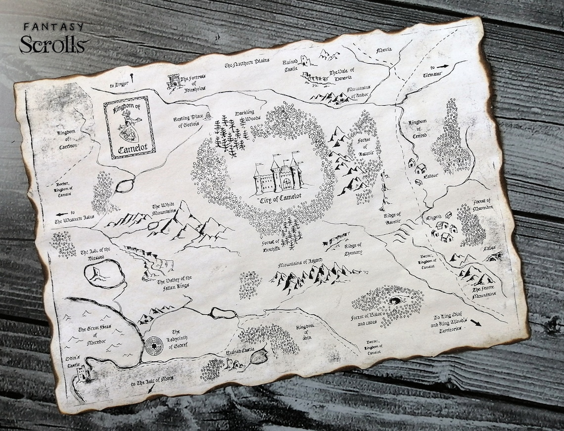 Camelot Map Merlin Map Kingdom of Camelot Map City of - Etsy