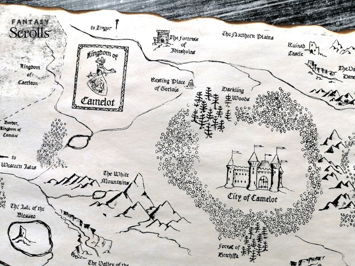 Mapa de Camelot Mapa de Merlín Mapa del Reino de Camelot - Etsy México