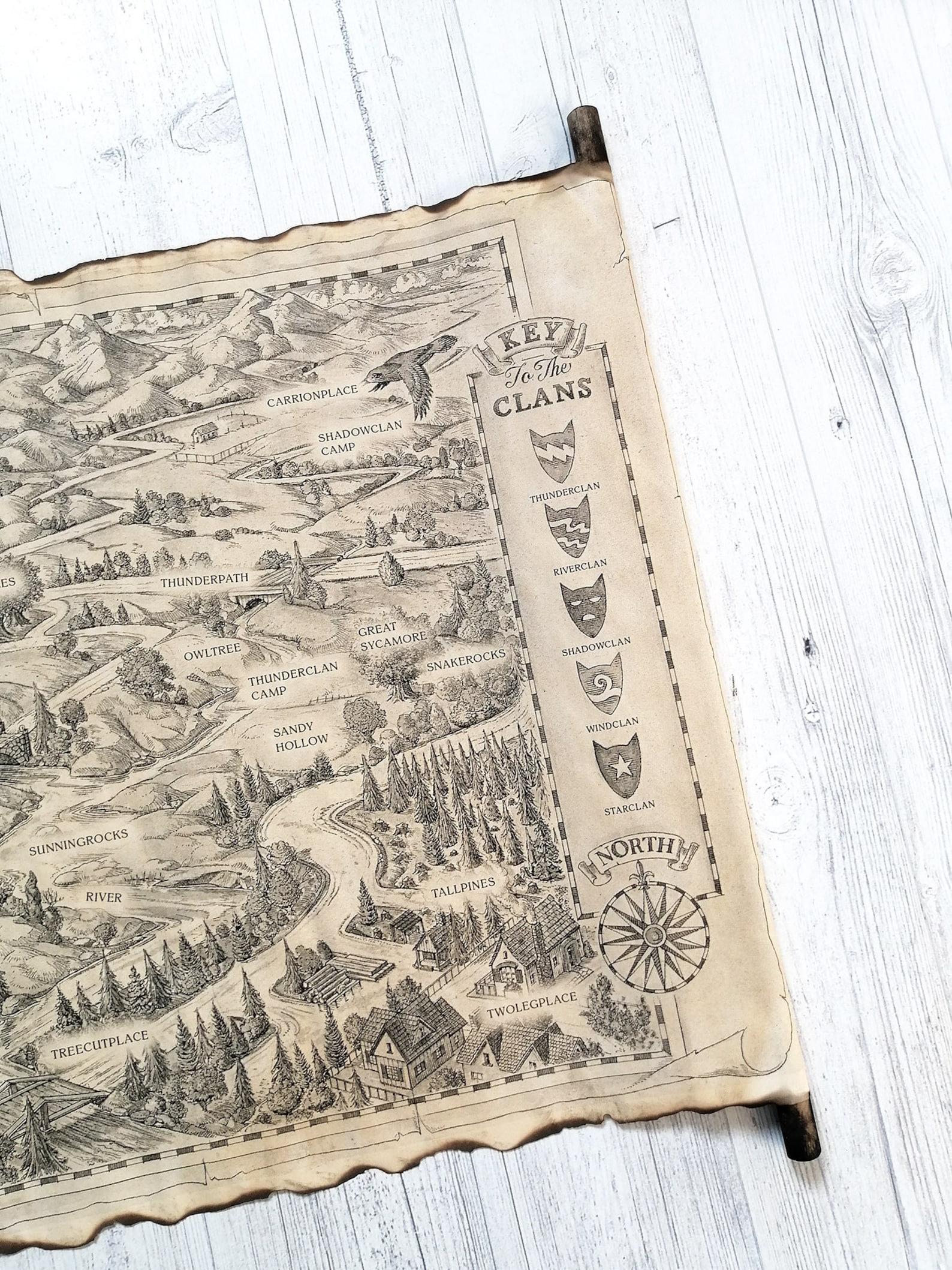 Warrior Cats Map on Handmade Scroll, Forest Territories, Bookish Gift ...
