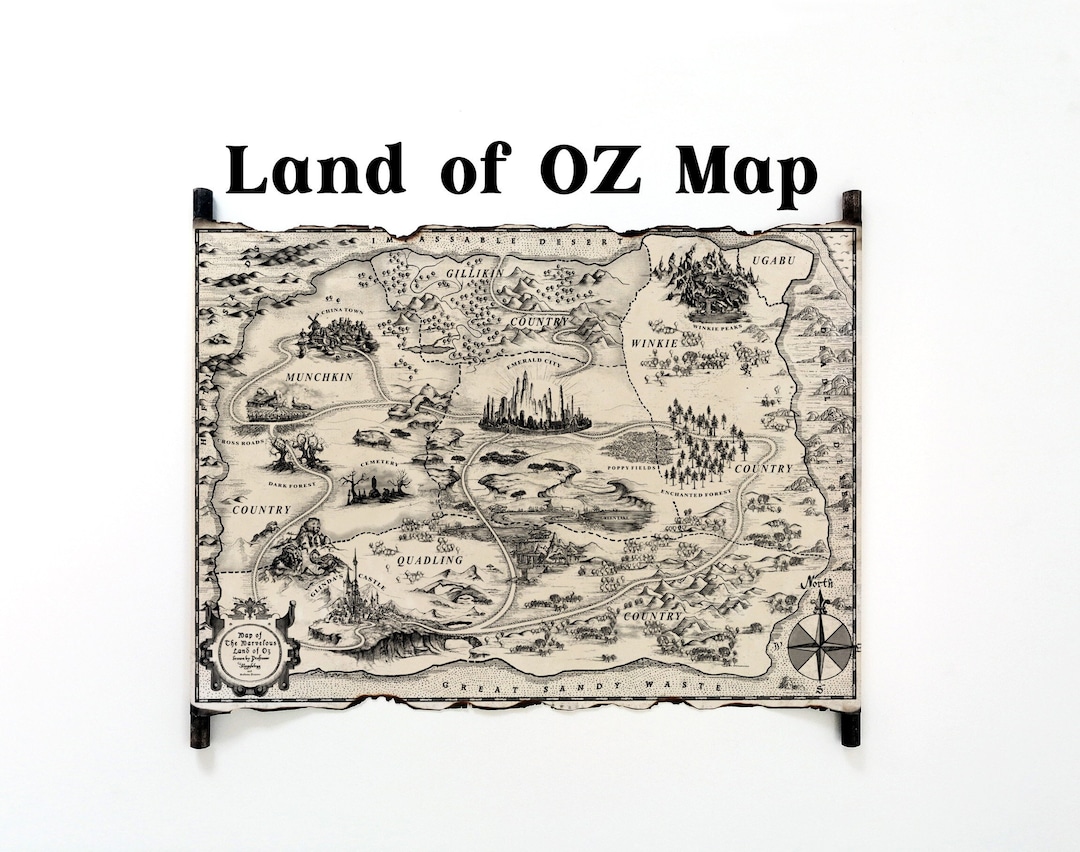 Map of the Marvelous Land of Oz, the Wonderful Wizard of Oz Map ...