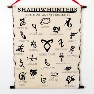 SHADOWHUNTERS Runes on Handmade Scroll Poster, Mortal Instruments Books ...