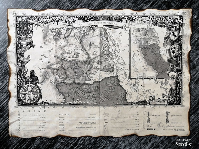 WITCHER the NORTHERN KINGDOMS Map the Northern Kingdoms - Etsy