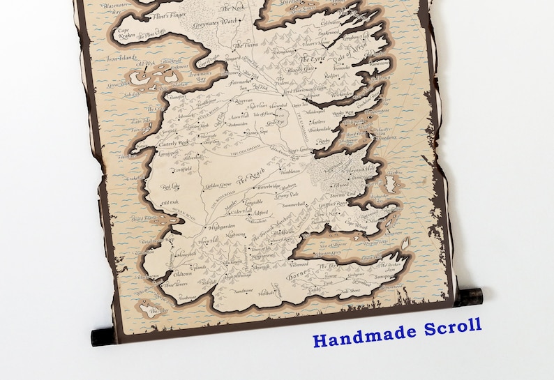Westeros Map on Handmade Scroll, A Song of Ice and Fire, Got Art - Etsy