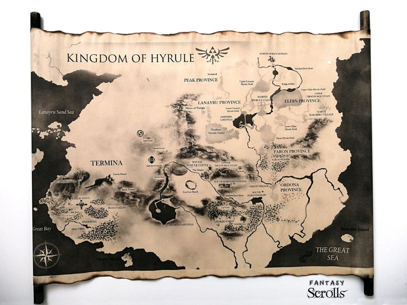 The Kingdom of Hyrule Map the Legend of Zelda Map Land of - Etsy
