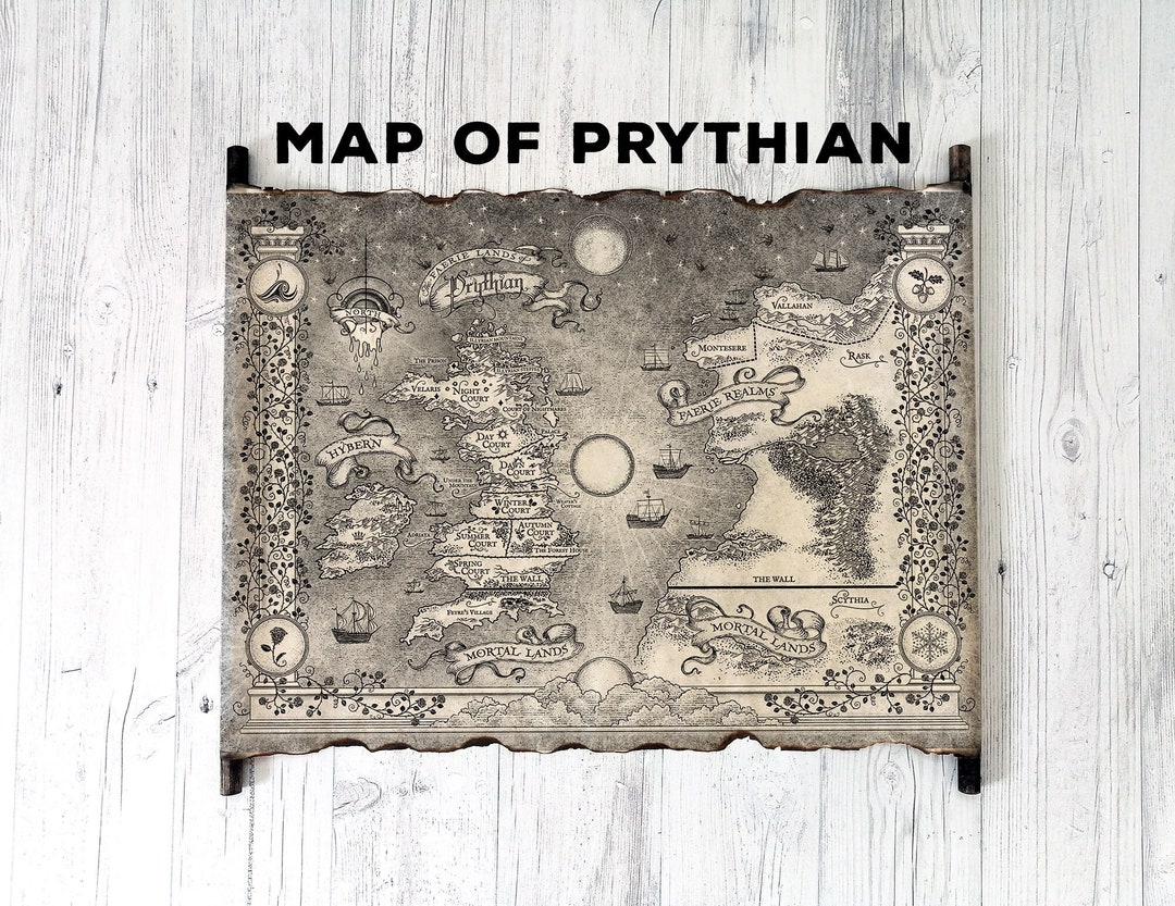 FREE SHIPPING - Prythian Map, Acotar Map on Handmade Scroll, A Court of ...