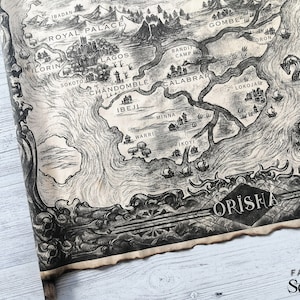 Children of Blood & Bone, Map of Orïsha on Handmade Scroll, Legacy of ...