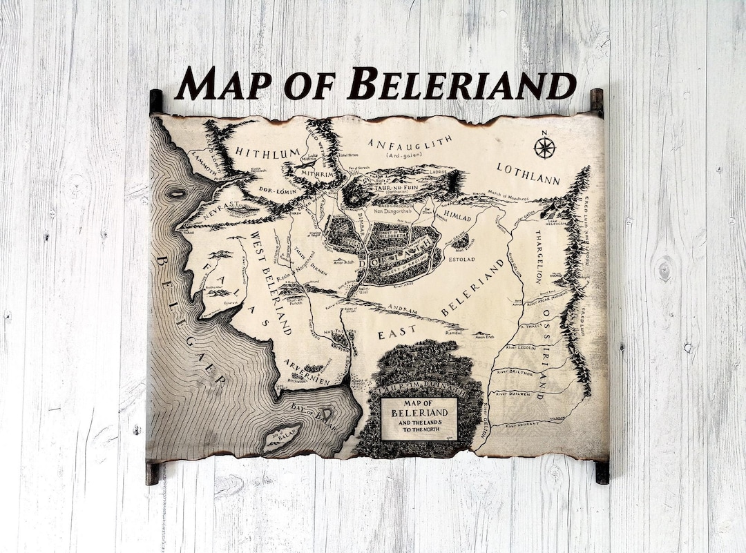 Beleriand Map FREE SHIPPING, First Age Map of Midlle Earth, Beleriand ...