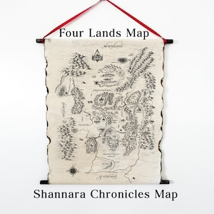 Shannara Map, the Four Lands Map, the Shannara Chronicles Map on Handmade Scroll, Sword of ...