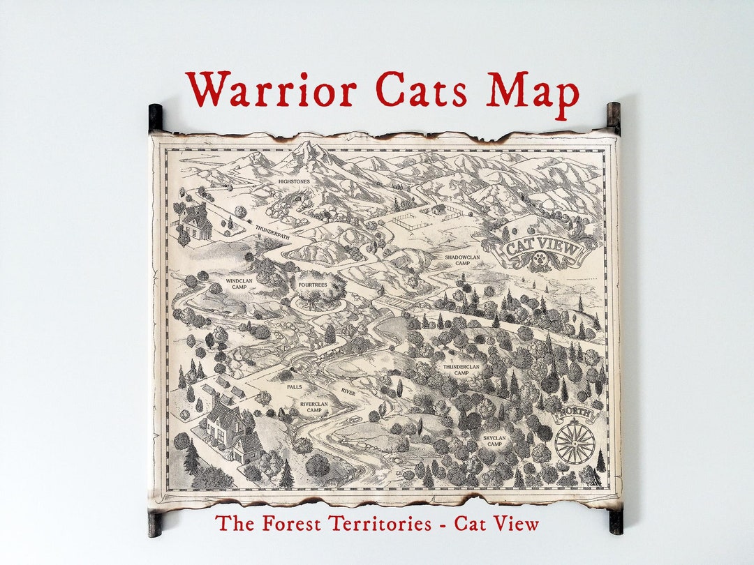 FREE SHIPPING - Warrior Cats Map on Handmade Scroll, the Forest Territories Map, Cat View Map ...