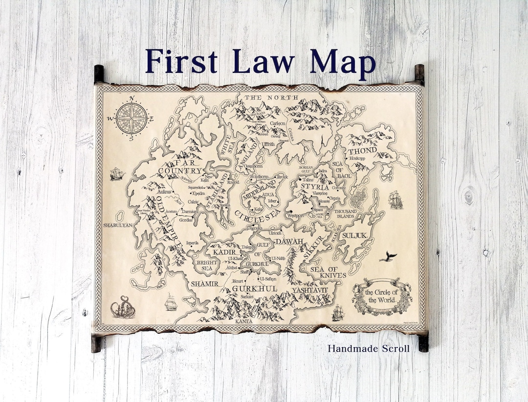 Circle of the World Map, First Law Map on Handmade Scroll, Best Served ...