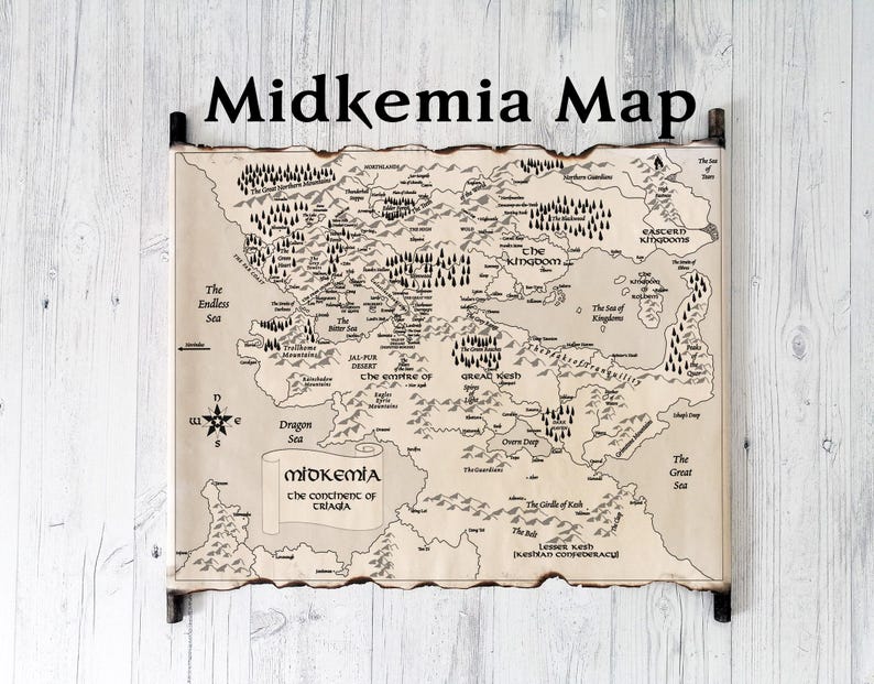 Midkemia Map, Riftwar Cycle, Raymond E Feist, Aged Paper Print - Etsy