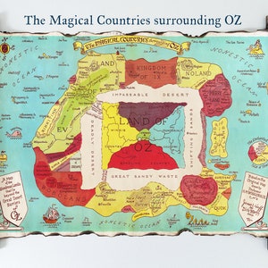 Das wunderbare Land von OZ Karte, der wunderbare Zauberer von Oz Karte, Land von Oz Fantasy ...