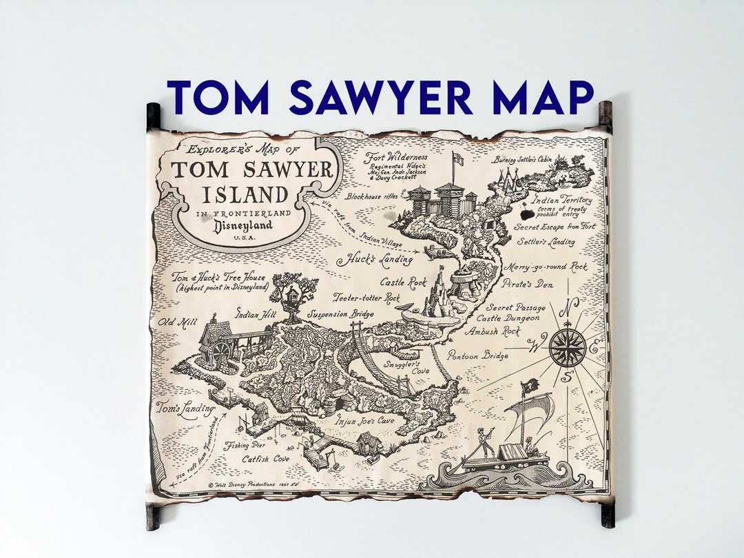 Tom Sawyer Island Map on Handmade Scroll, Pirate's Lair on Tom Sawyer ...