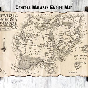 Central Malazan Empire Map on Handmade Scroll, Malazan Book of the ...