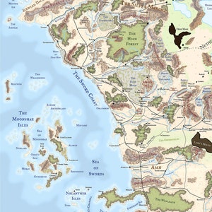 FREE SHIPPING - Map of Faerûn Poster, Continents Faerun World Map ...