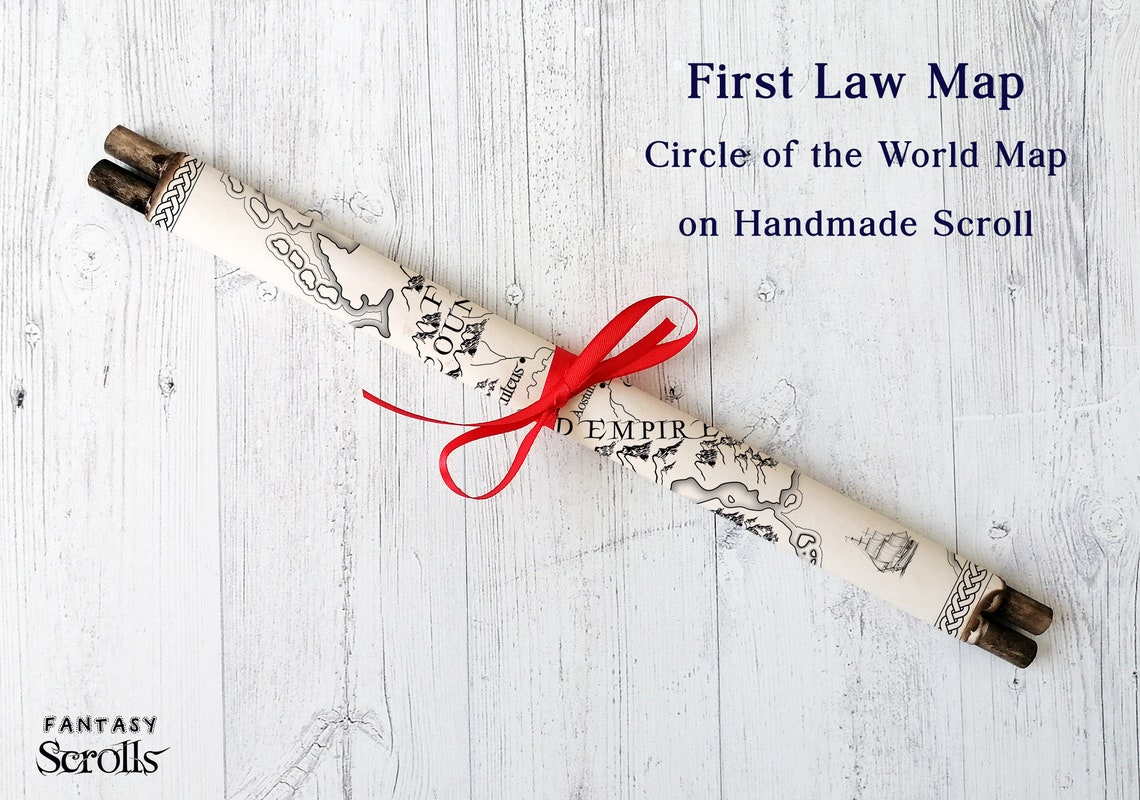 Circle of the World Map on Handmade Scroll - First Law Book Lover Gift ...