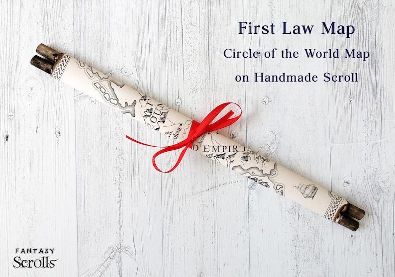 Circle of the World Map on Handmade Scroll - First Law Book Lover Gift ...