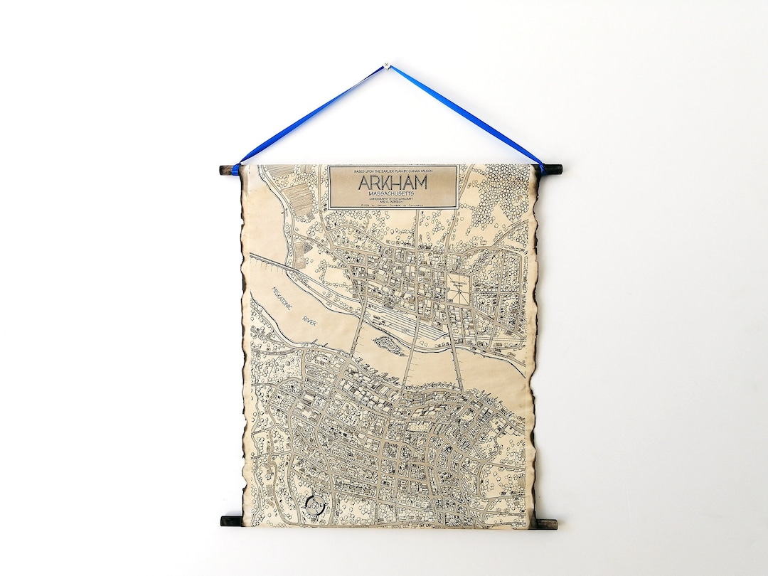 Arkham City Map on Handmade Scroll, H. P. Lovecraft Country ...