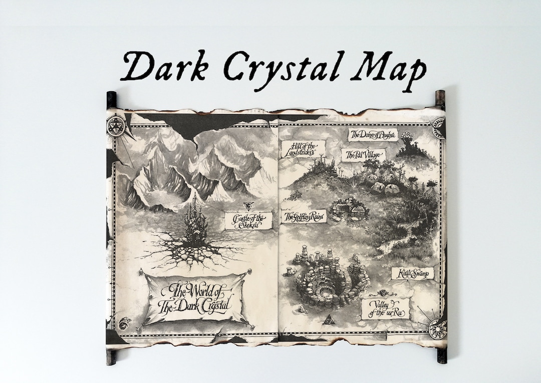 Dark Crystal Map of Thra – Handmade Scroll Print, Fantasy Art - Etsy ...