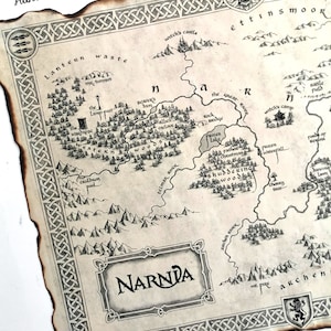 The Chronicles of Narnia Map, Aged Paper, Fantasy Wall Art, Bookish ...