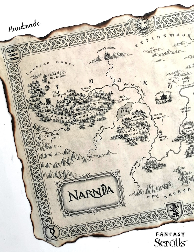 The Chronicles of Narnia Map, Aged Paper, Fantasy Wall Art, Bookish ...