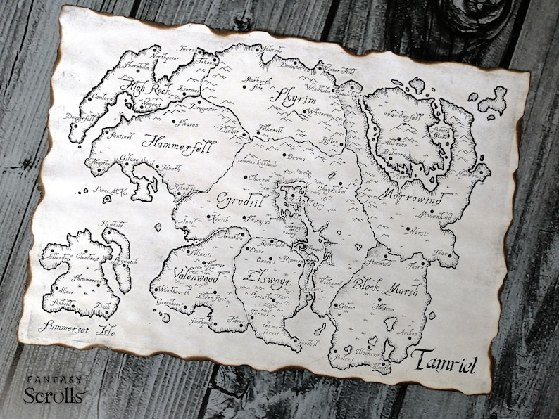Map of Tamriel the Elder Scrolls Map Skyrim Map TES Map - Etsy