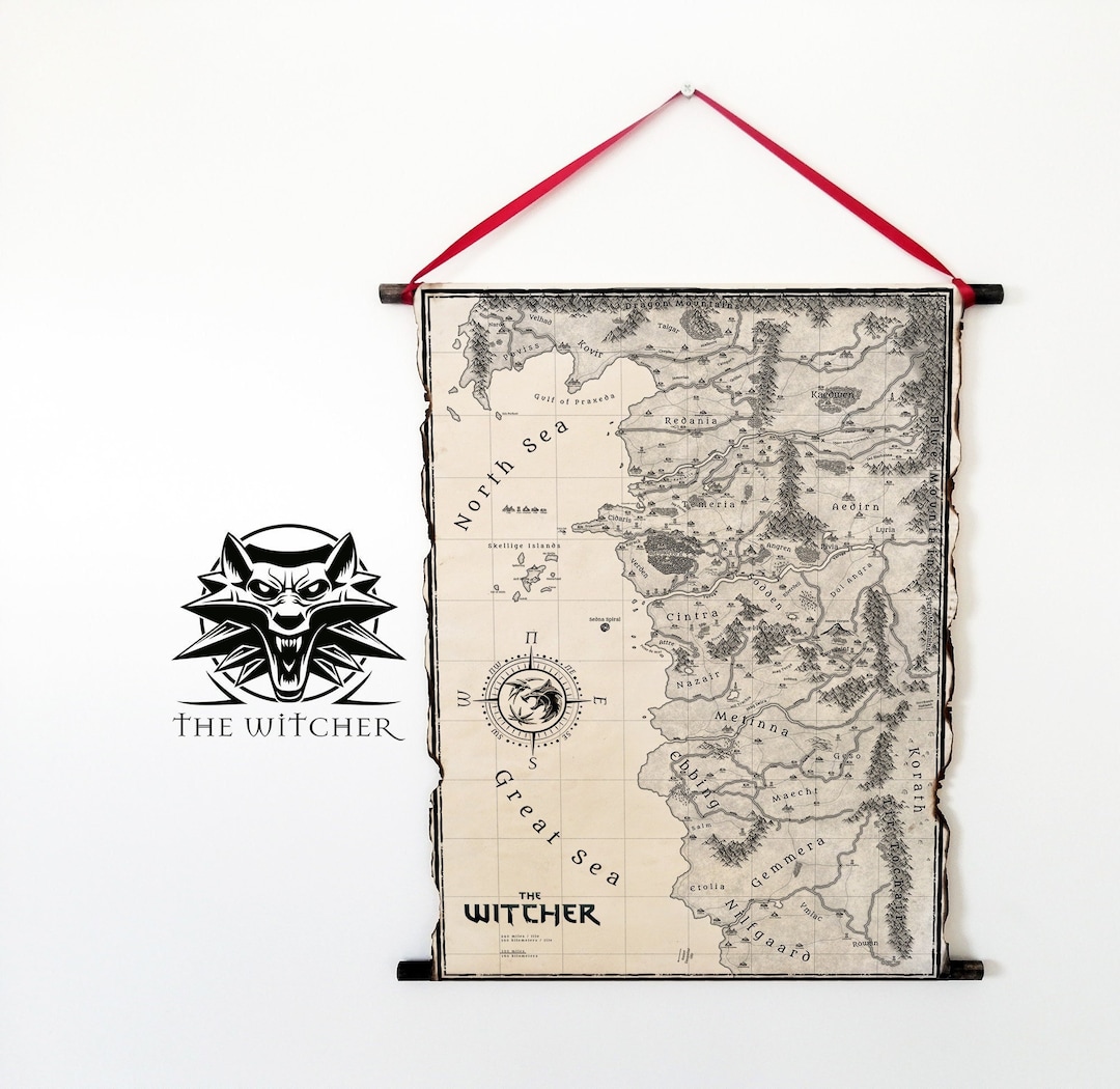 Witcher Map Handmade Scroll Poster, Northern Realms the Witcher Map ...