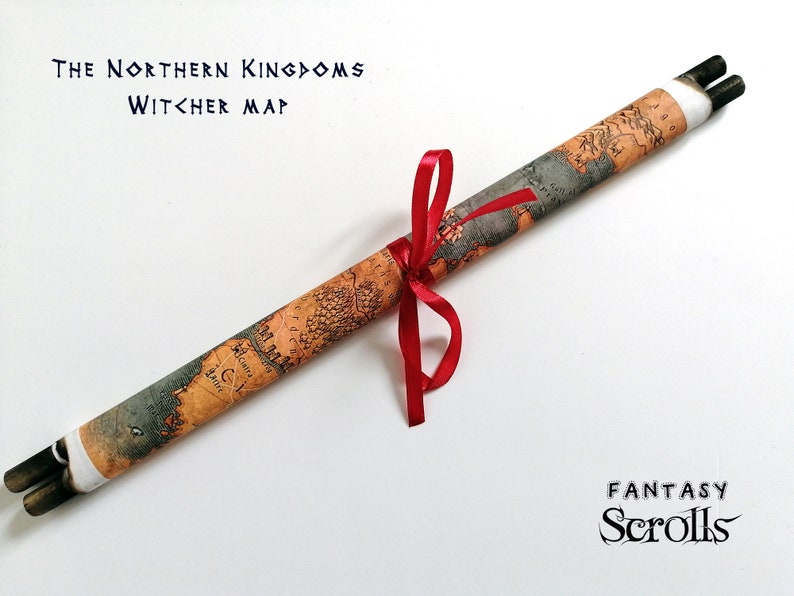 Handmade Witcher World Map Scroll, Northern Kingdoms & Nilfgaard - Etsy