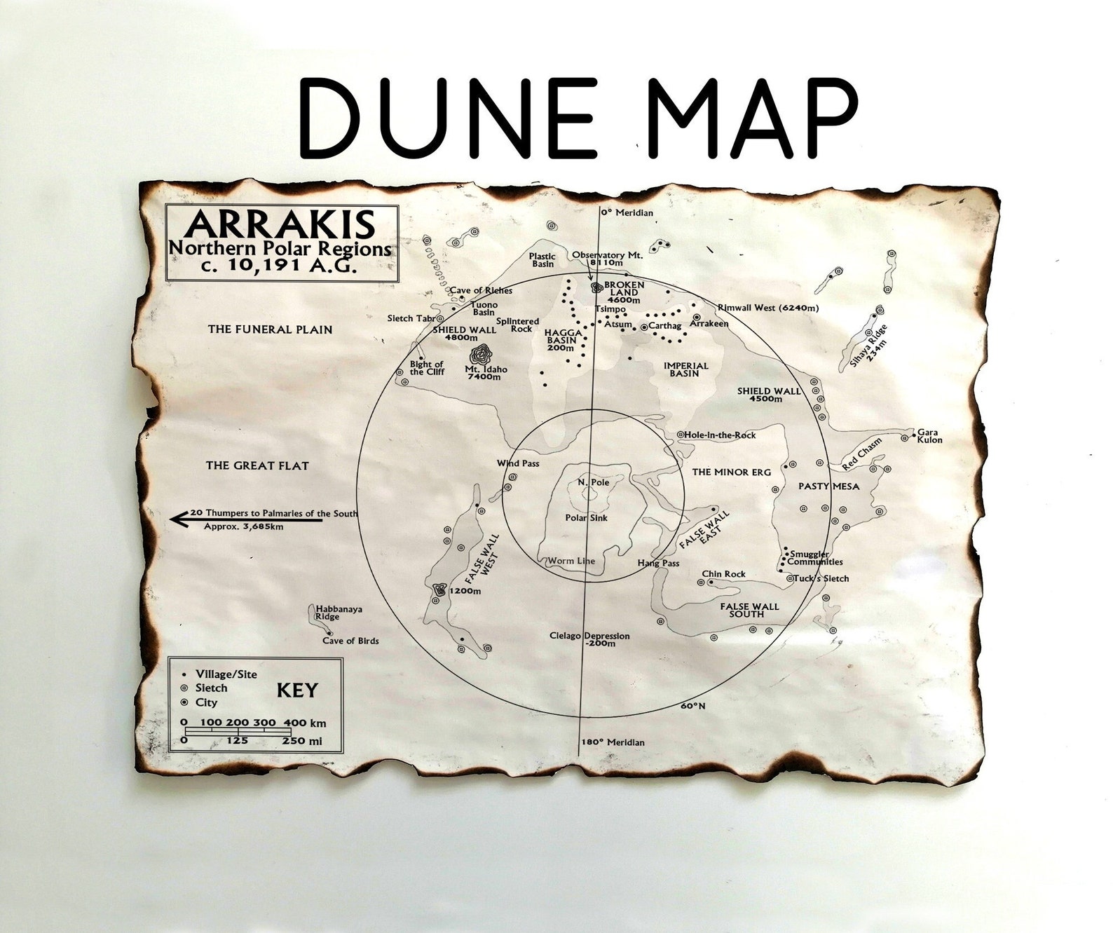 DUNE Map Arrakis Map of Northern Polar Regions - Etsy