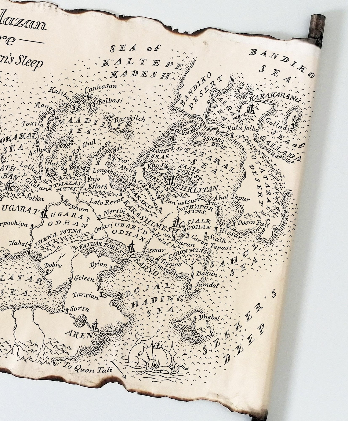 Seven Cities Map on Handmade Scroll, Malazan Empire, Book of the Fallen ...