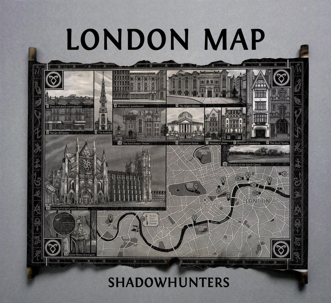 Shadowhunters London Map on Handmade Scroll, the Mortal Instruments Map ...