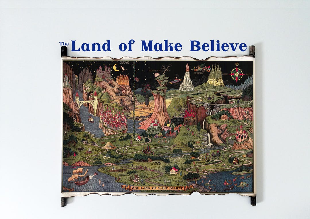 The Land of Make Believe, Handmade Scroll, Fantasy Map, Jaro Hess’s ...