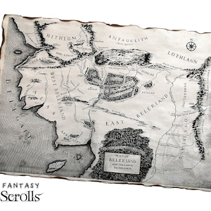 Middle Earth First Age Map, Map of Beleriand and the Lands to the North ...