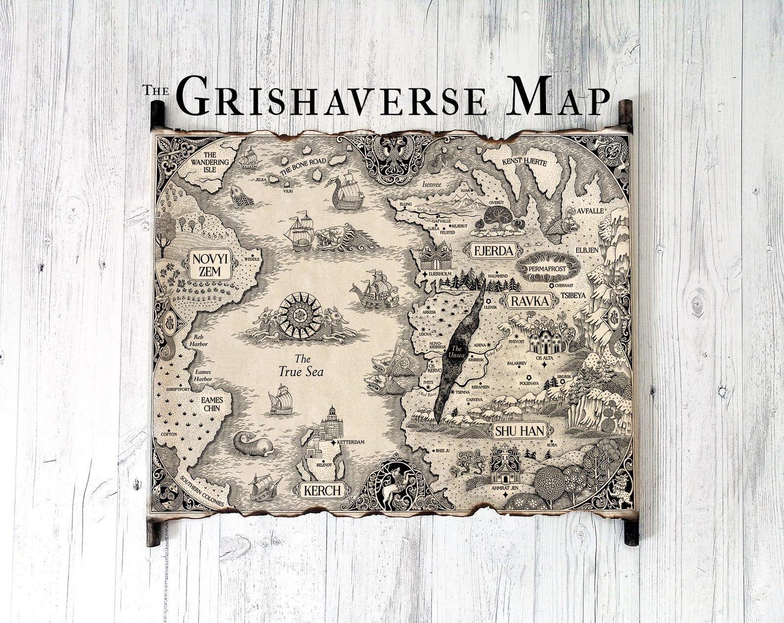 Shadow and Bone Map Print, Grishaverse Art, Ravka Fantasy Map - Etsy