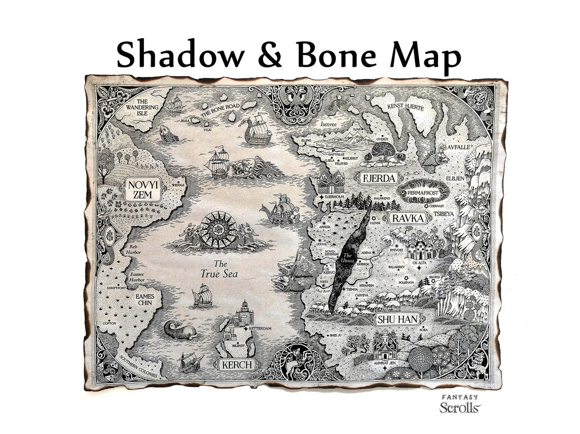 Shadow and Bone Map Print, Grishaverse Art, Ravka Fantasy Map - Etsy