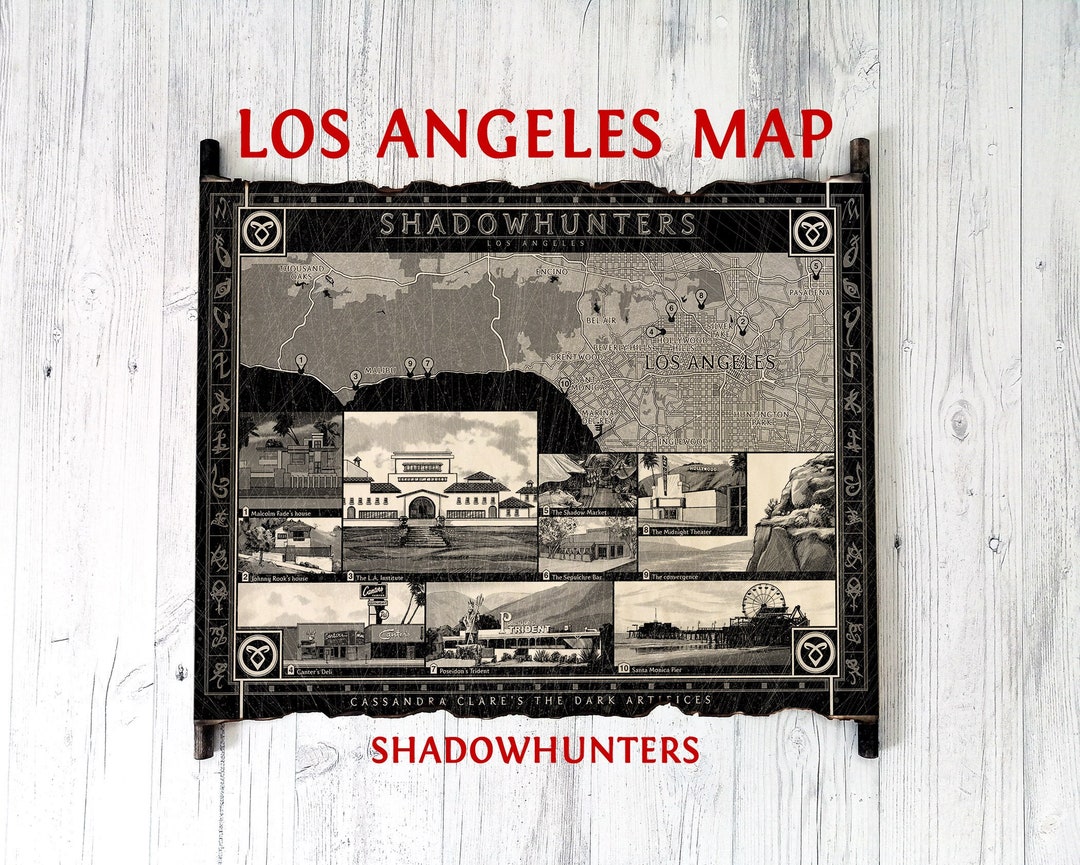 Map of Los Angeles Shadowhunters on Handmade Scroll, Shadow World's Los ...
