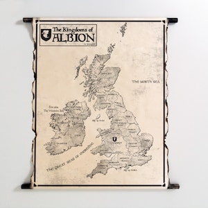 King Arthur's Britain Map, Kingdoms of Albion, Handmade Scroll - Etsy