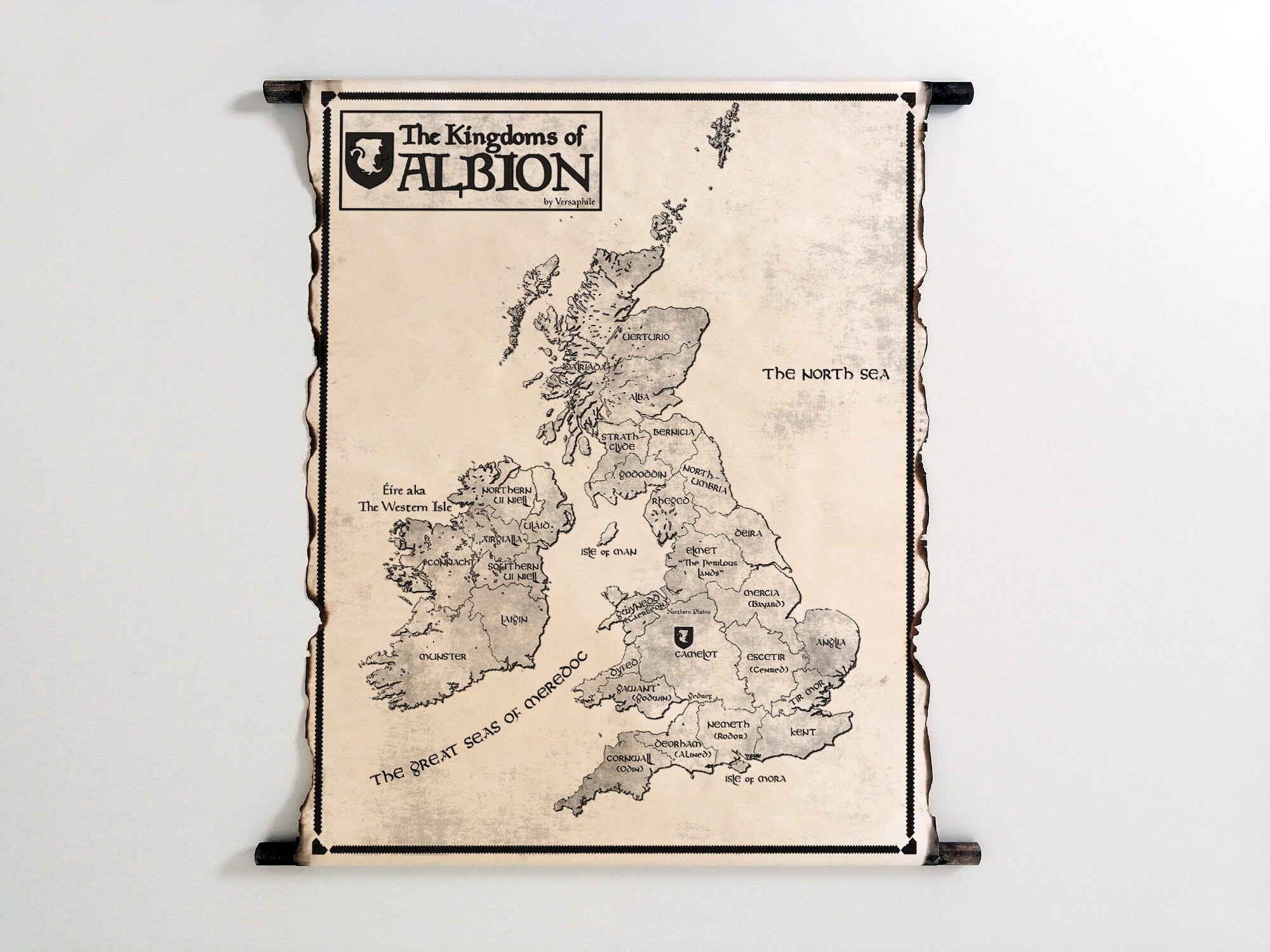 King Arthur's Britain Map, Kingdoms of Albion, Handmade Scroll - Etsy