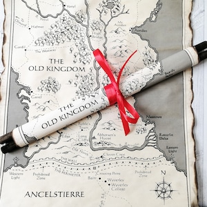 The Old Kingdom Map on Handmade Scroll, Abhorsen Map, Mogget's Map ...