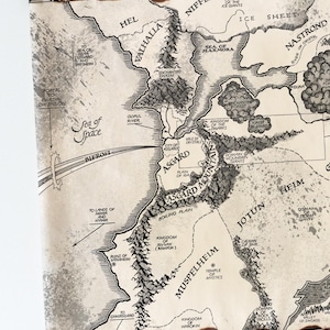 Aged Paper Map of Asgard, Norse Mythology Print - Etsy